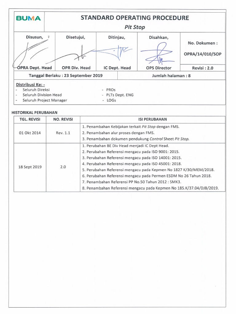 SOP - 14 - 010 - OPRA Rev.2.0 - Pitstop | PDF