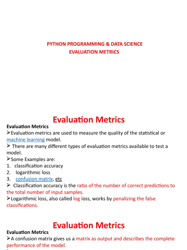 UNIT4 Evaluation Metrics | PDF | Receiver Operating Characteristic | Coefficient Of Determination