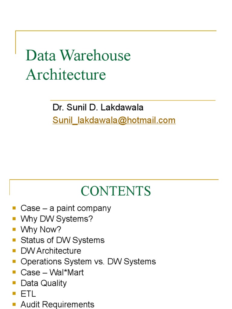 DW Architecture | PDF | Data Warehouse | Data Management