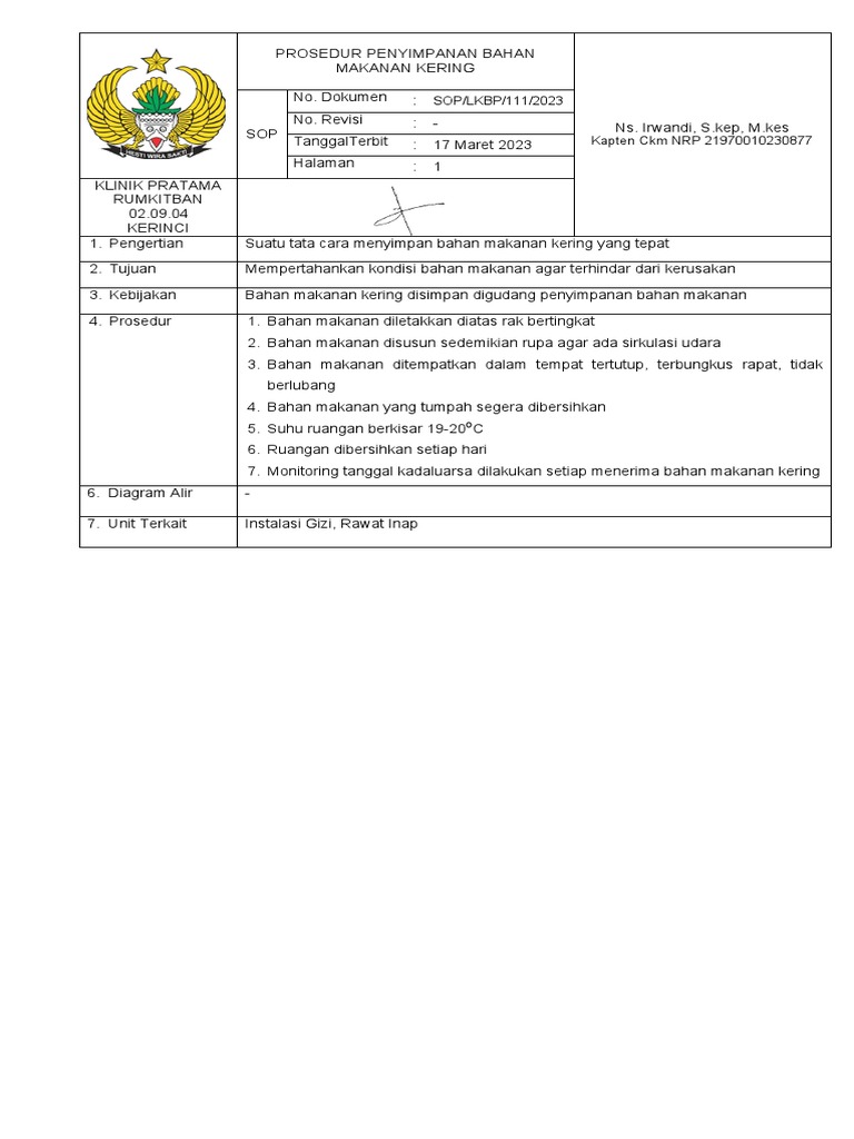 Sop Dapur | PDF | Kesehatan Holistik | Teknologi & Rekayasa