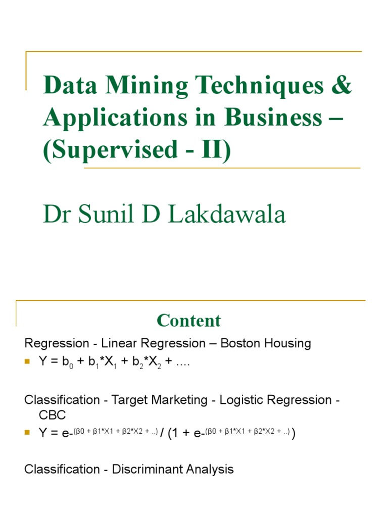 Data Mining Supervised Techniques II | Download Free PDF | Statistical Classification ...