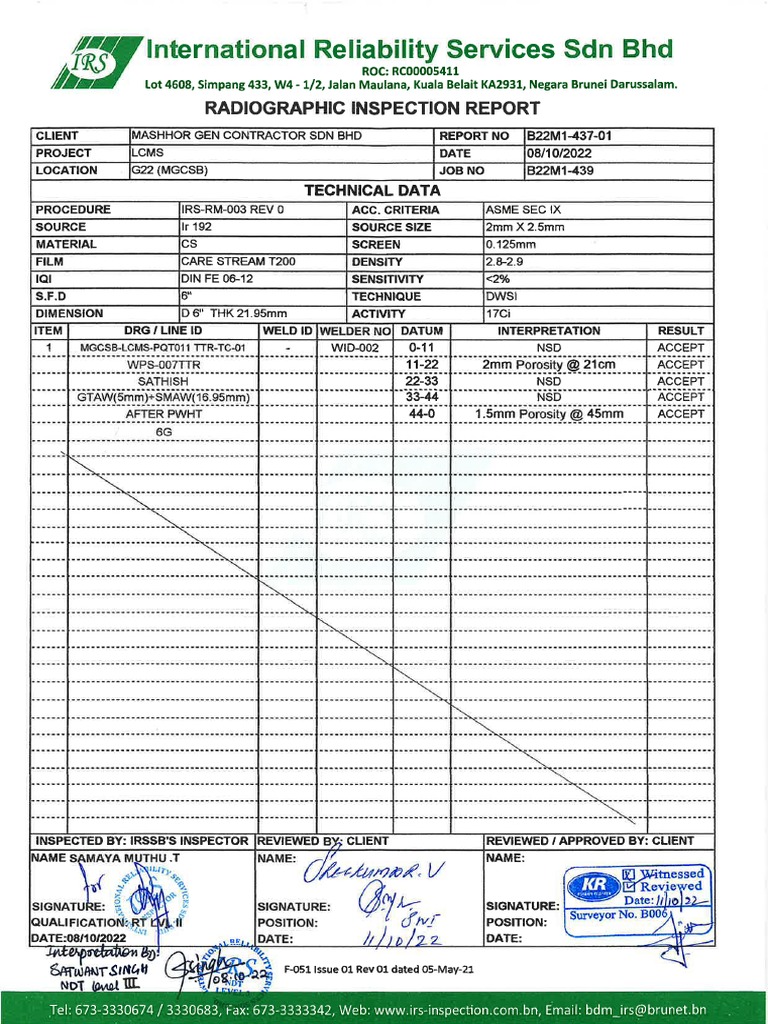 RADIOGRAPHY REPORT_ PQT-011-TTR-R0 | PDF