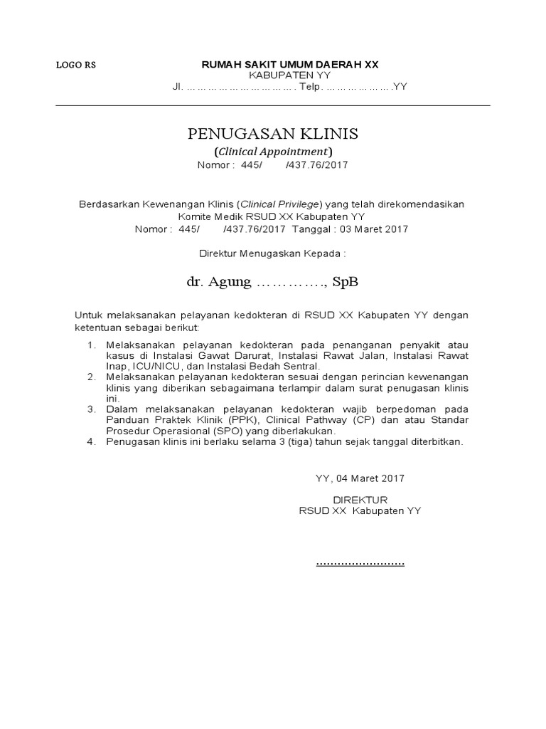 Contoh PENUGASAN KLINIS Dr. SPB | PDF
