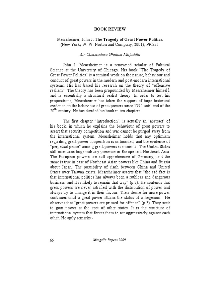 The Tragedy of Great Power Politics | PDF | Great Power | Political Science