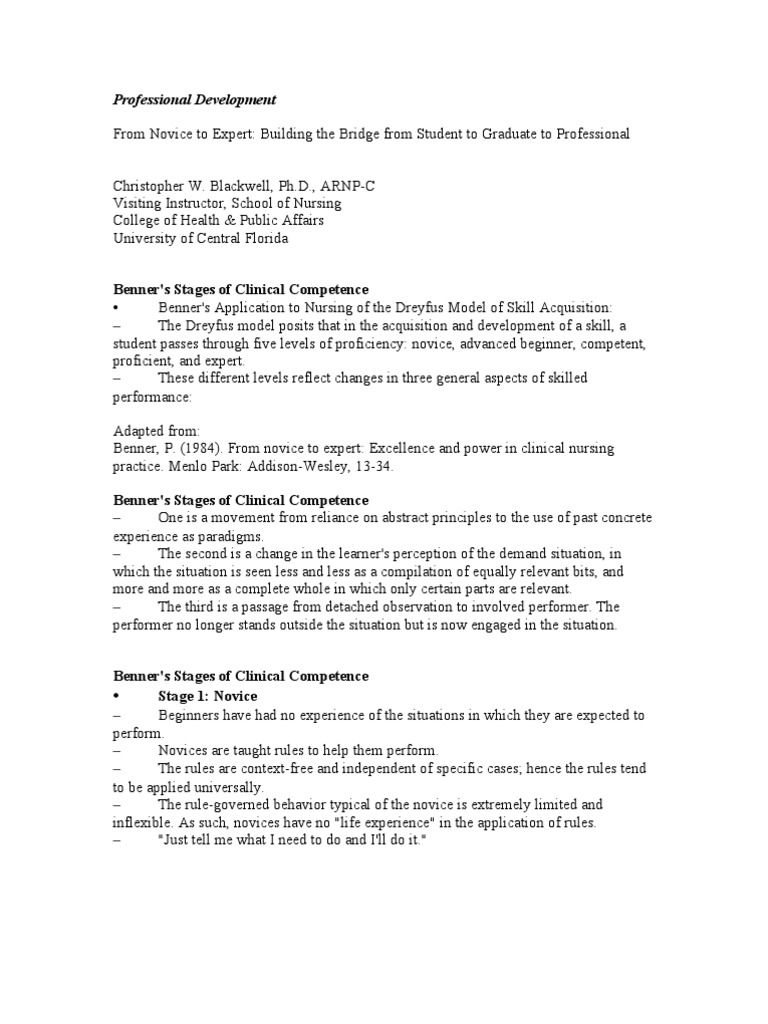 Novice to Expert | Expert | Nursing