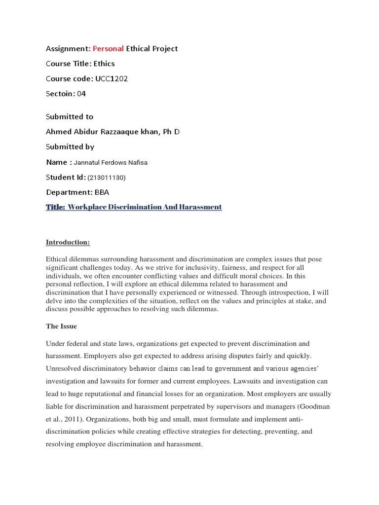 Ethics | PDF | Harassment | Employment Discrimination