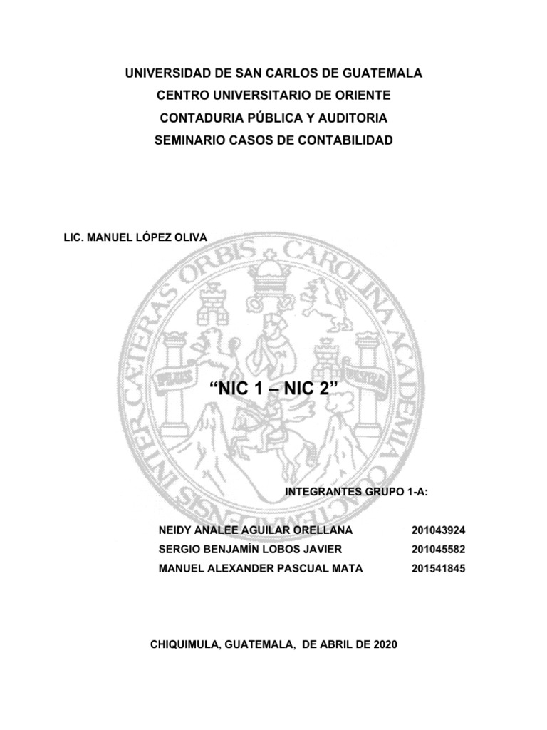 Nic 1 y Nic 2 | PDF | normas internacionales de INFORMACION FINANCIERA | Contabilidad