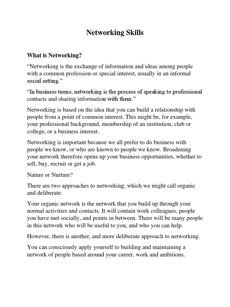 CS Networking Skills PDF | PDF | Social Media | Popular Culture & Media ...