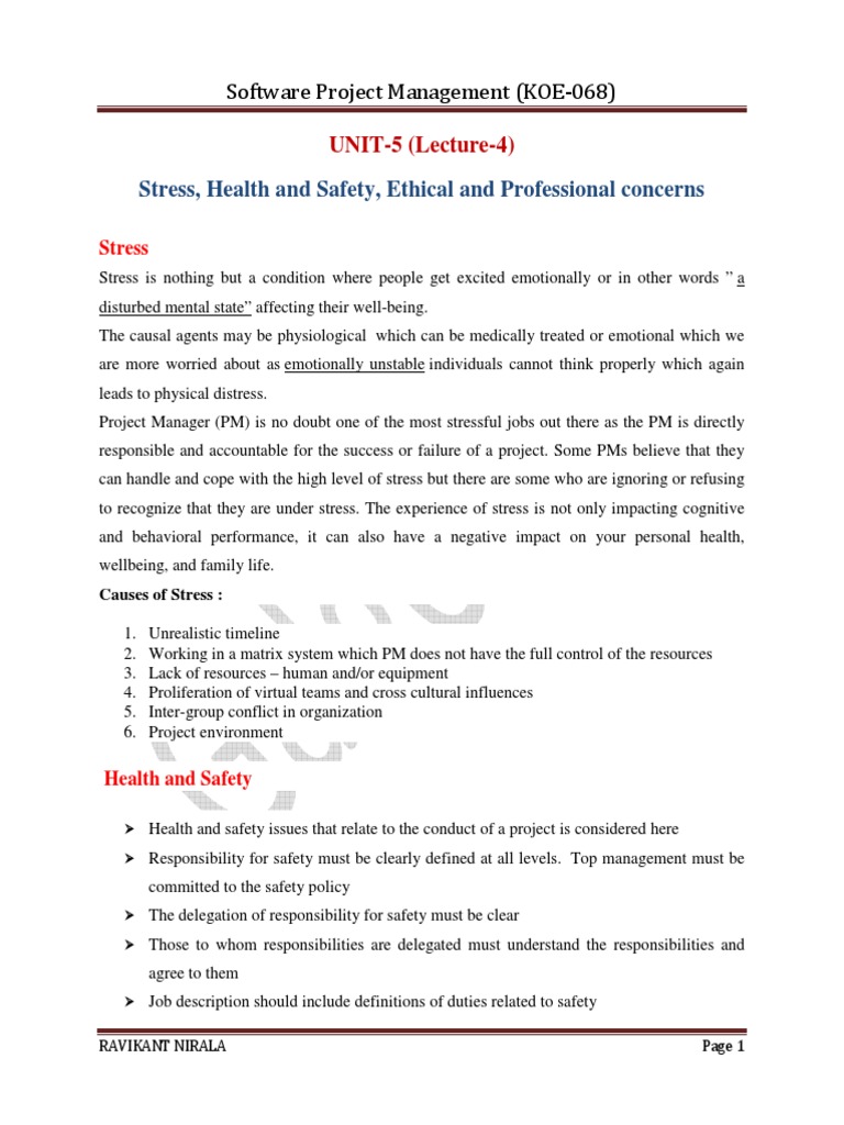 Software Project Management Unit 5 4 Pdf Pdf Stress Biology Well Being 