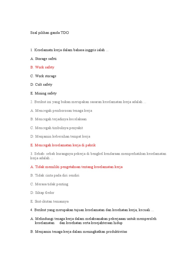 Soal Pilihan Ganda TDO Tkro TBSM | PDF