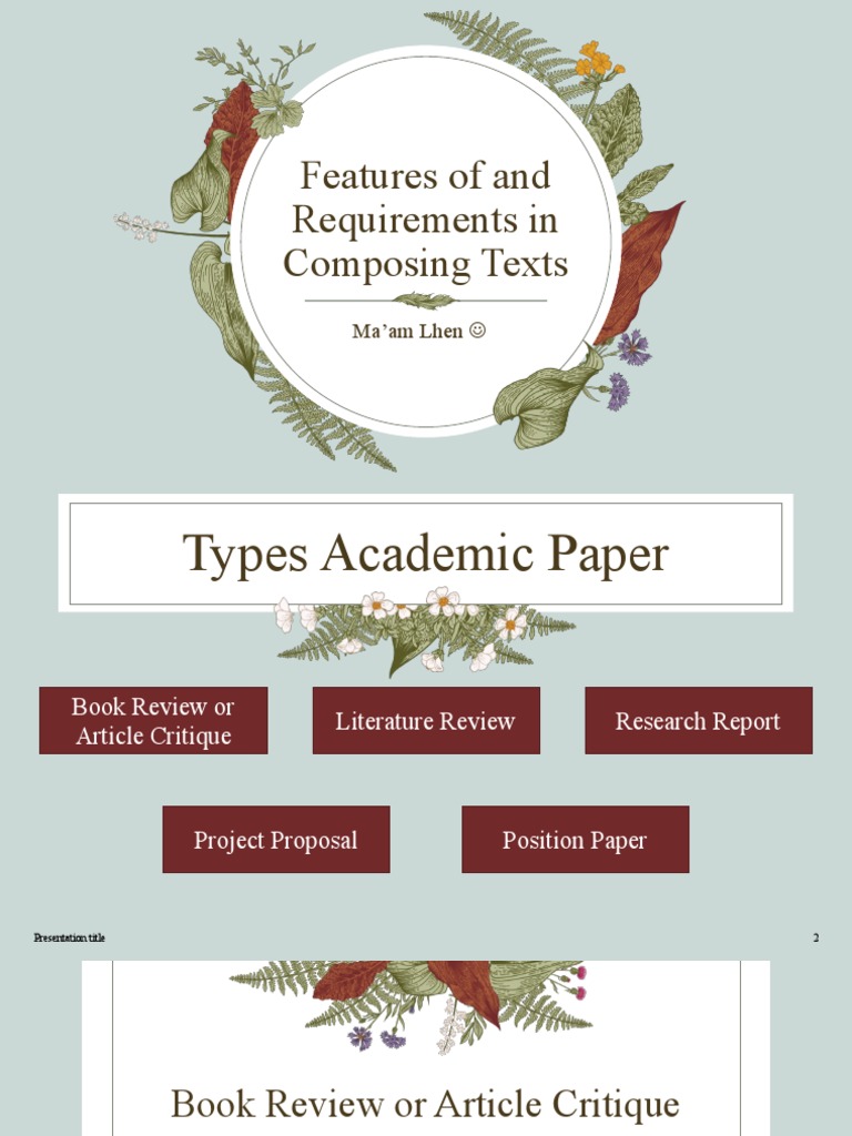 Features of and Requirements in Composing Texts | PDF | Cyberbullying ...