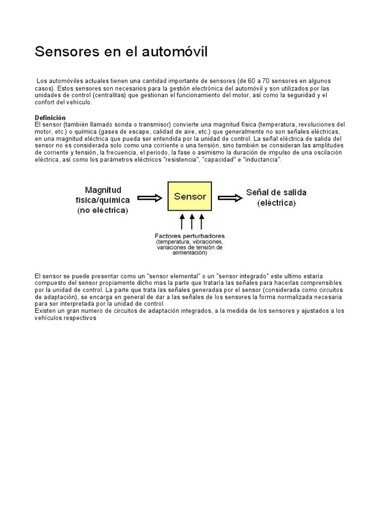 Sensores en El Automóvil | PDF | Sensor | Ingeniería de confiabilidad
