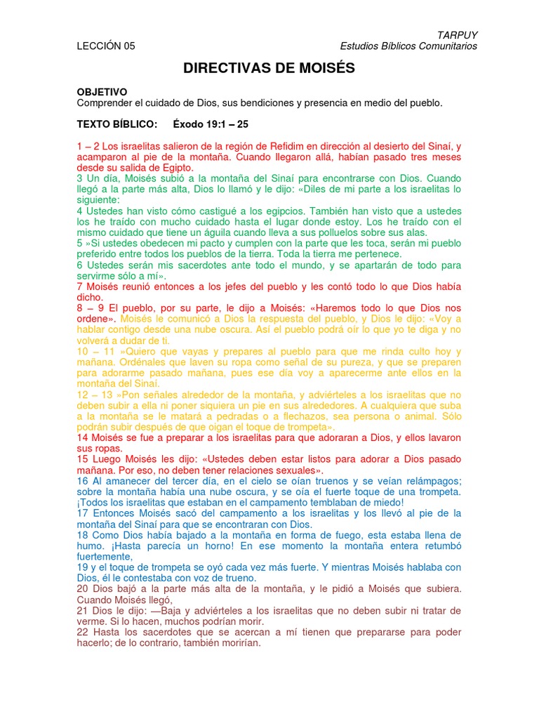 Lección 05 | Descargar gratis PDF | Moisés | Libro del éxodo