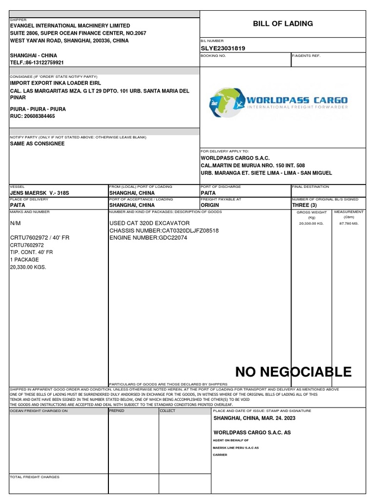 HBL 23-01000089 | PDF | Cargo | Bill Of Lading