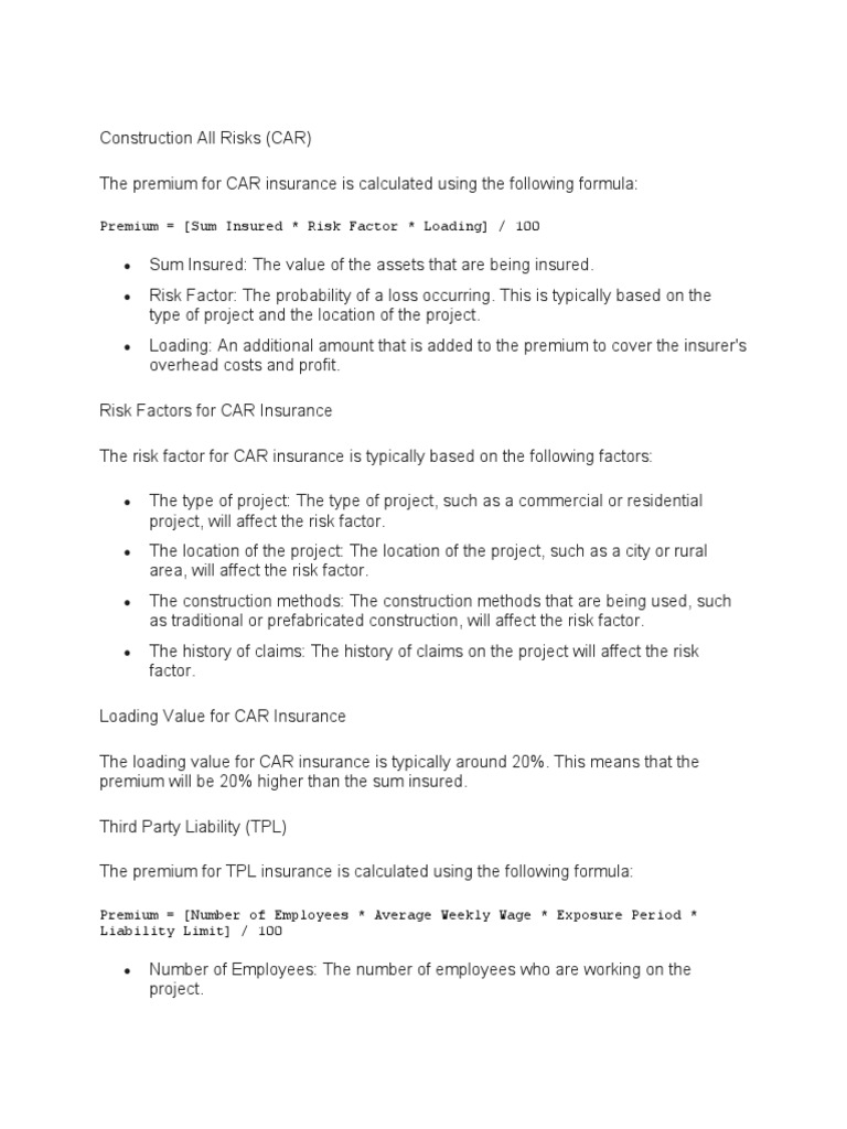 Construction All Risks | PDF | Insurance | Risk