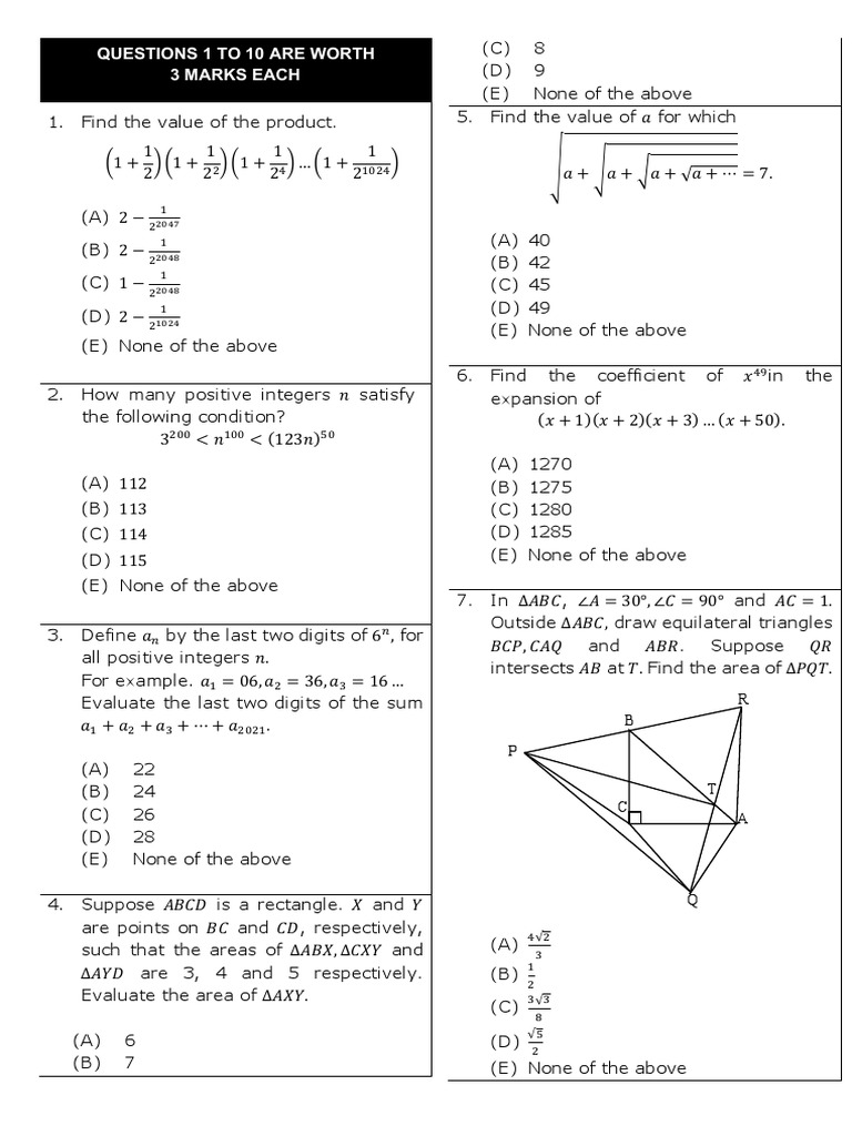 SEAMO Paper E | PDF | Mathematics | Discrete Mathematics