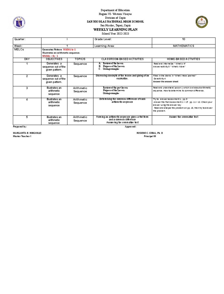 WLP Math 10 | PDF | Cognition | Behavior Modification