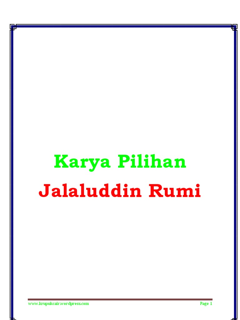 Syair Syair Jalaludin Rumi | PDF | Agama & Spiritualitas | Dewasa Muda