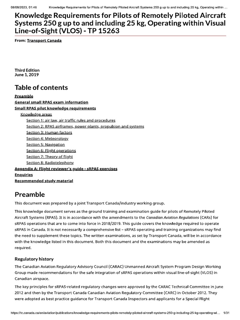Knowledge Requirements For Pilots of Remotely Piloted Aircraft Systems ...