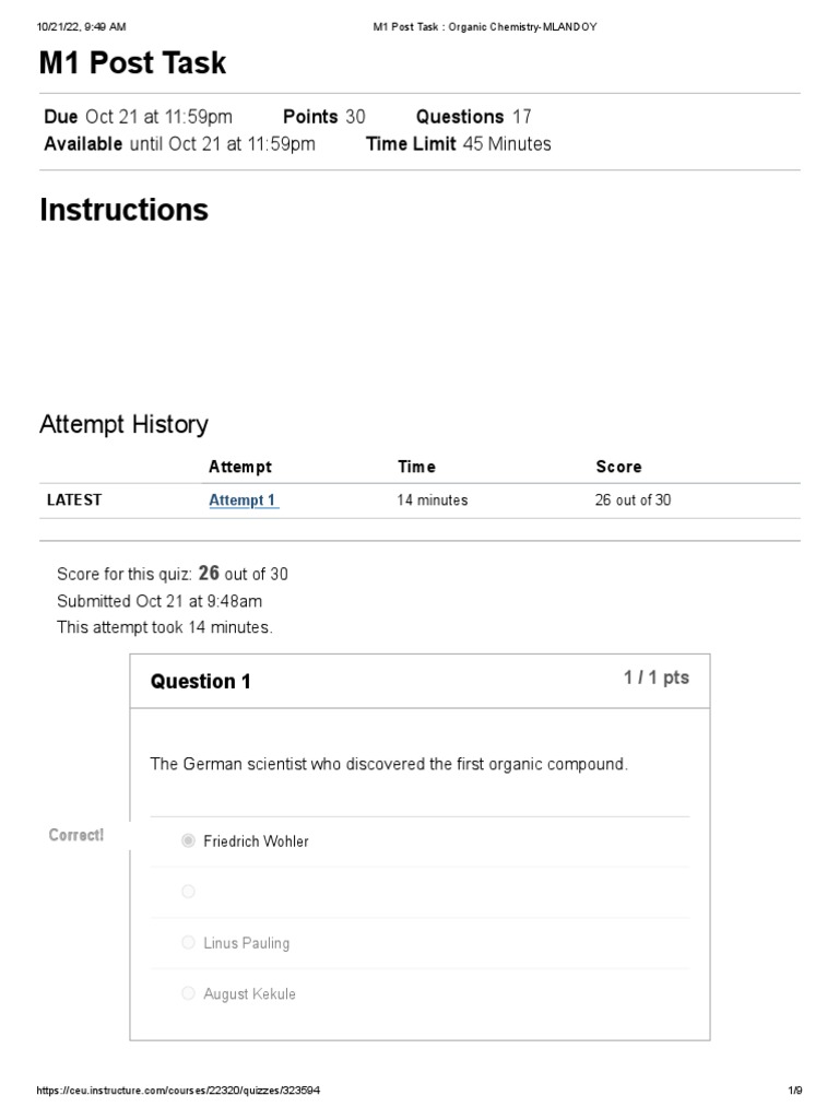LEC M1 Post Task Organic Chemistry | PDF