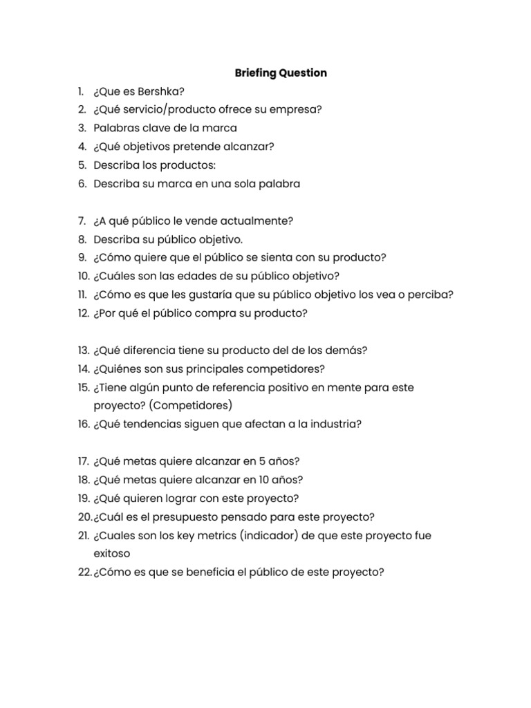 Briefing Question | PDF