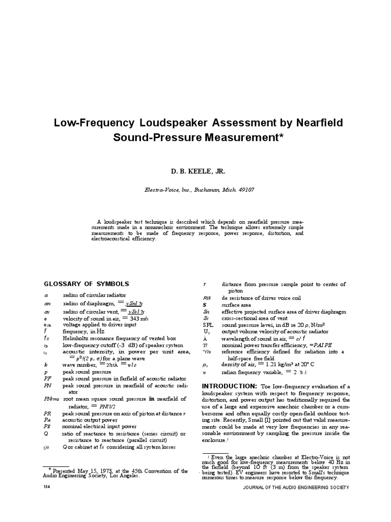 AES 1974 Published D.B.KEELE JR. 1974-04 - Low Frequency Loudspeaker ...