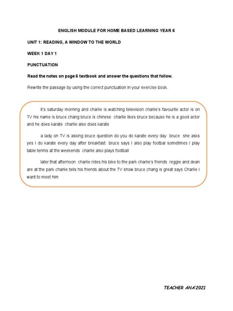 English Module For Home Based Learning Year 6 Pdf Cinderella