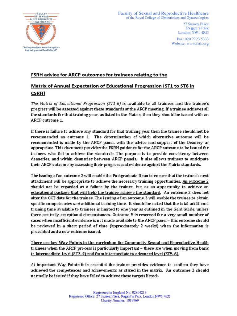 ARCP Guidance for CSRH Trainees | PDF