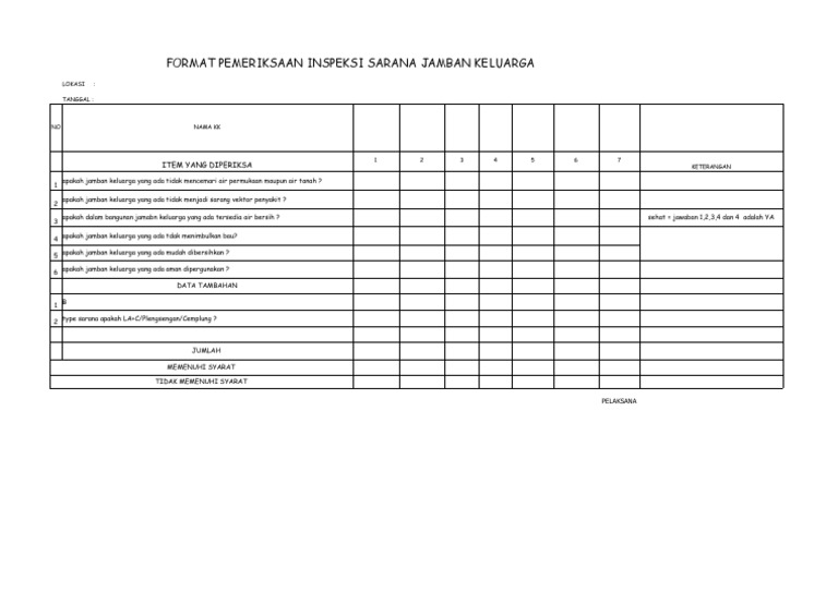 Form Ikl Sarana Jamban Keluarga | PDF