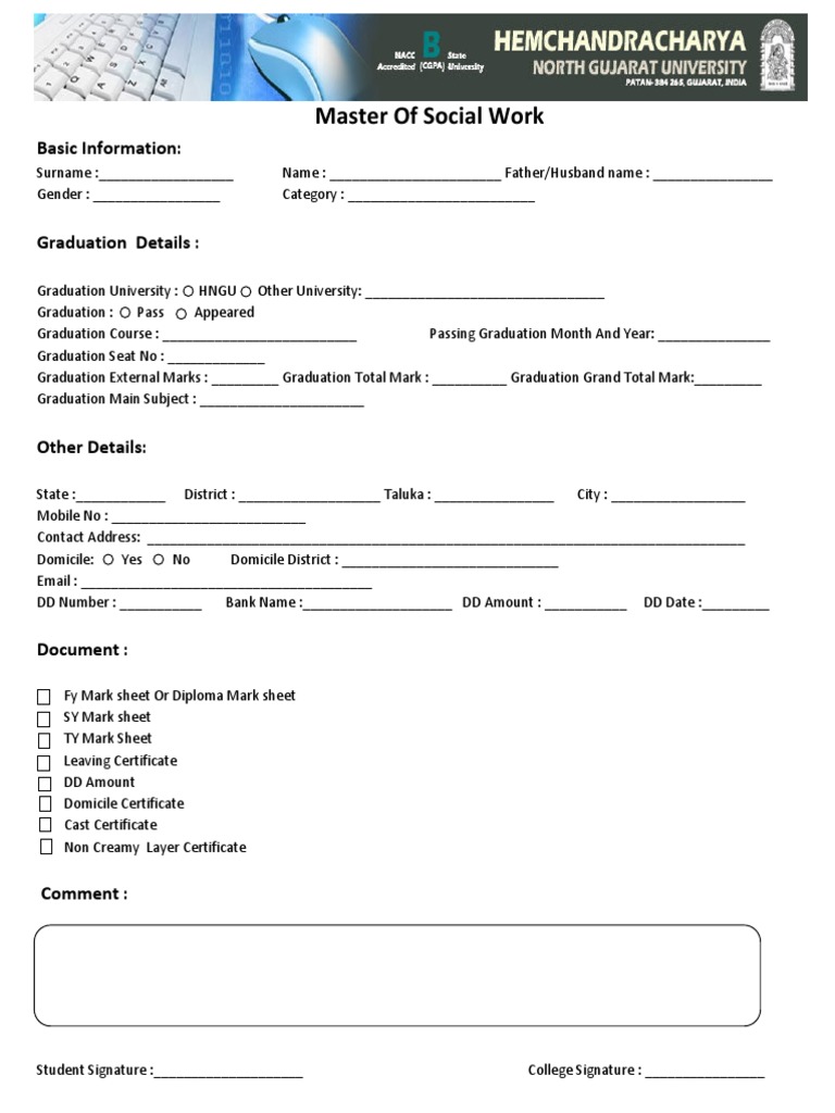 MGLI MSW Form | PDF