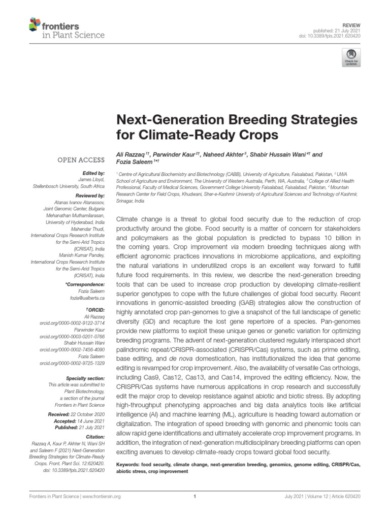 Next Gen Breeding Strategies For Climate Ready Crops | PDF | Plant ...