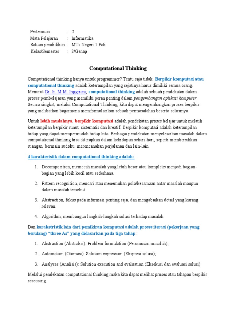 Computational Thinking | PDF