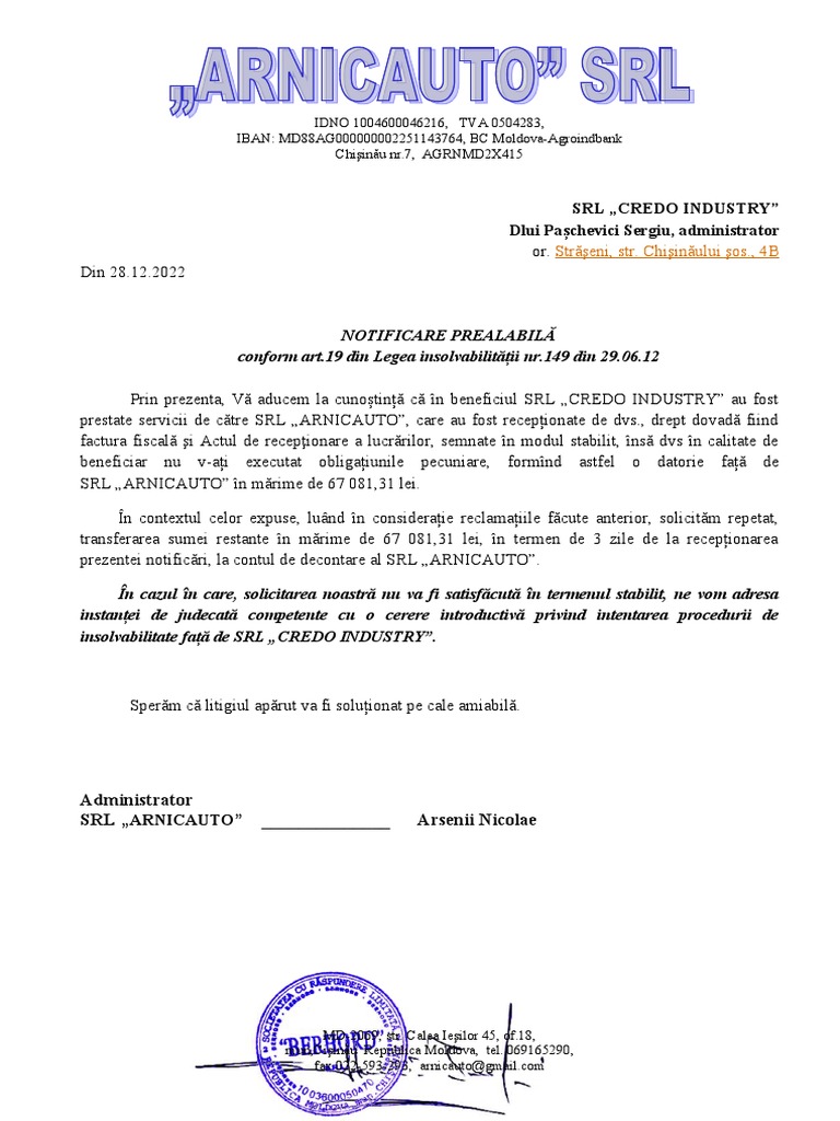 Notificare Credo Industry | PDF