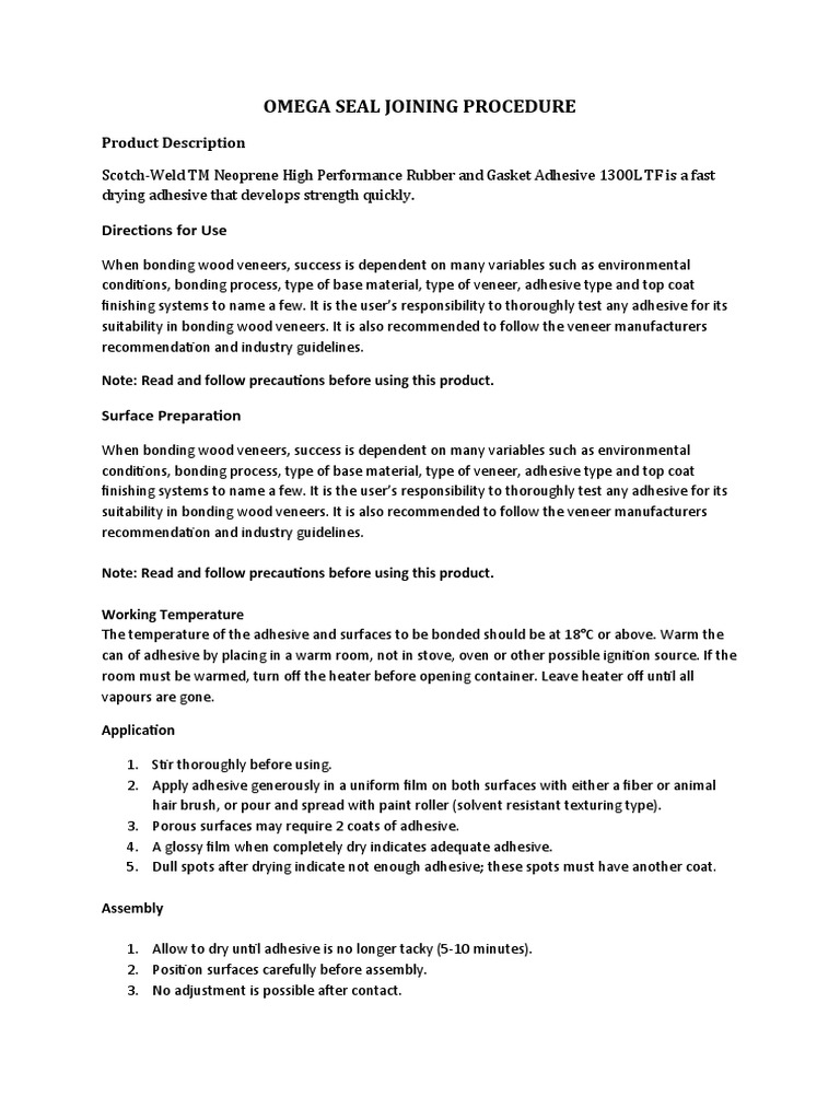 Omega Seal Joining Procedure | PDF | Adhesive | Industrial Processes