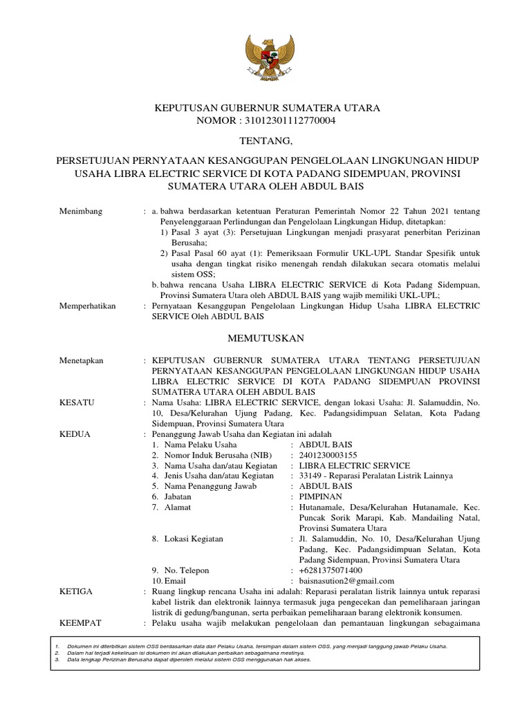 Persetujuan PKPLH | PDF