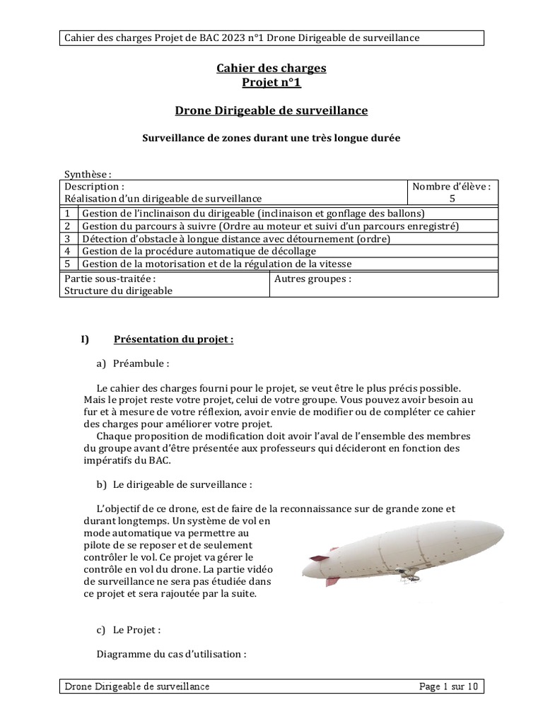 Cahier Des Charges Projet BAC 2023-1 | PDF