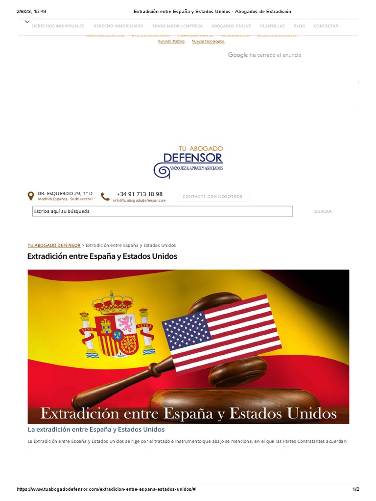 Extradición Entre España y Estados Unidos - Abogados de Extradición ...