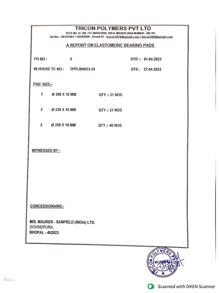 Sanfield Test Report | PDF