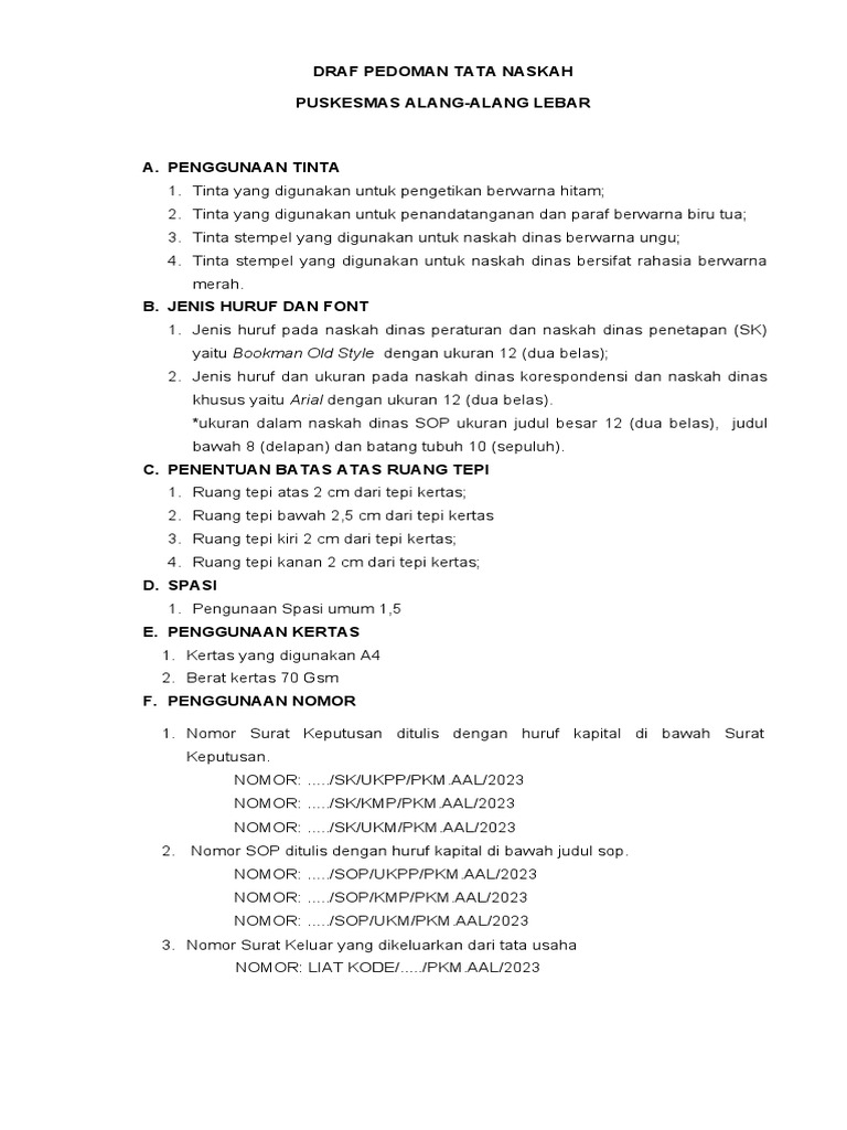 Draf Pedoman Tata Naskah 2023 | PDF