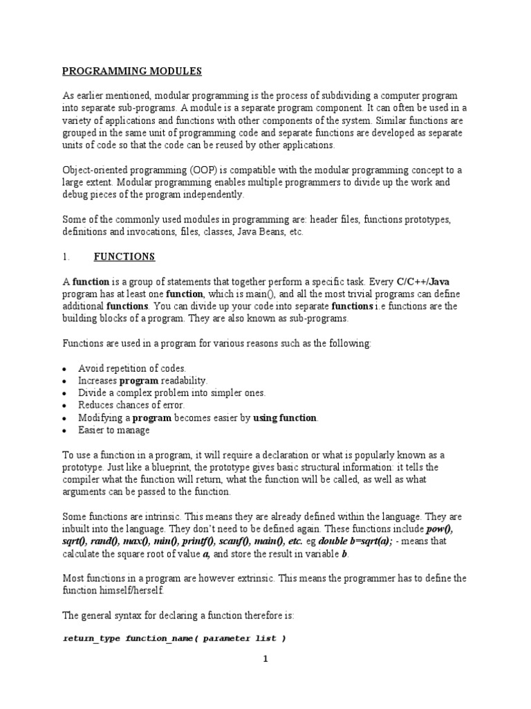 Programming Modules Pdf Parameter Computer Programming Programming 4922