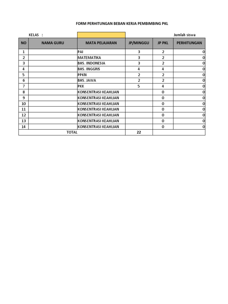 Form Perhitungan Pembimbing PKL OK | PDF