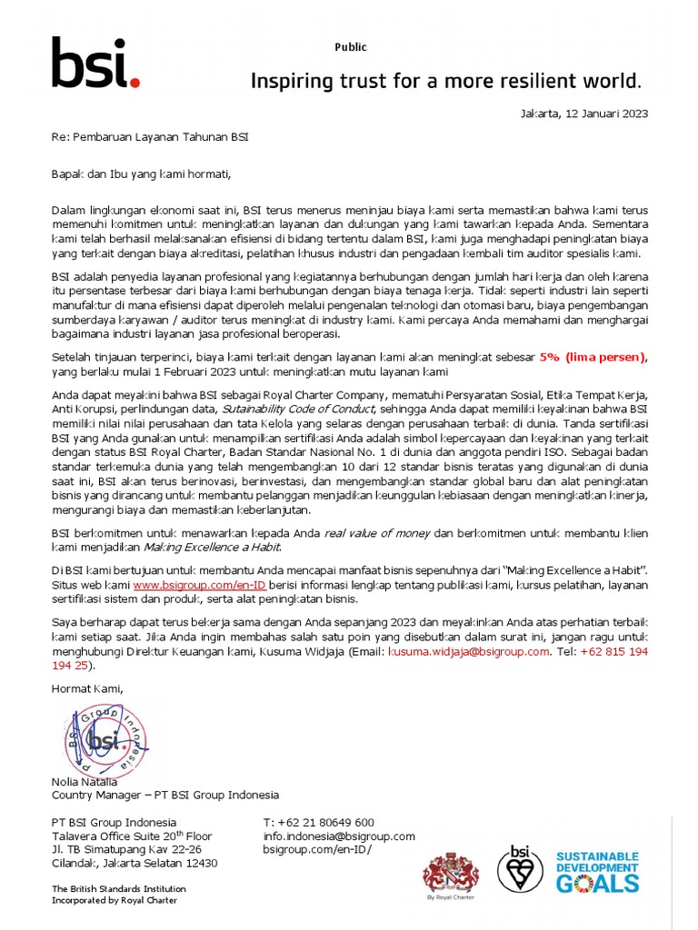 Price Rise Letter 2023 | PDF