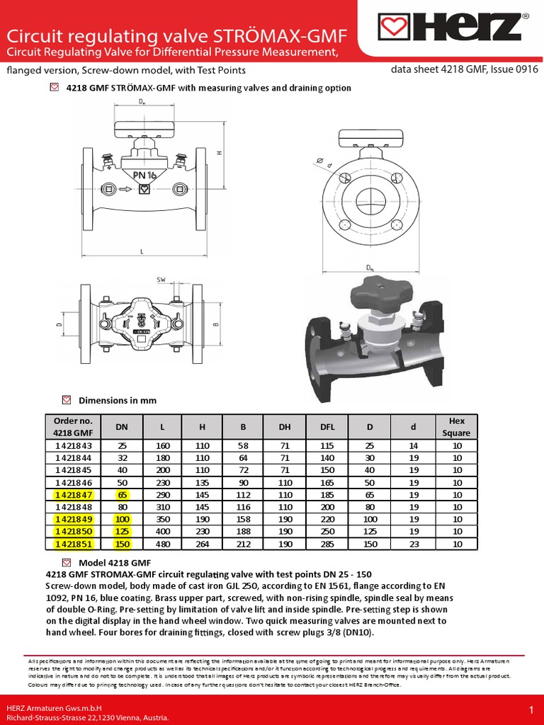 Balancing Valve (DRV) (1 4218 4x) GMF | PDF | Valve | Mechanical ...