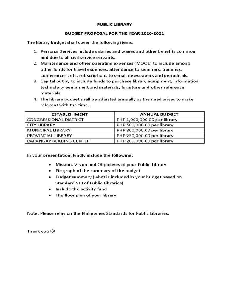 Public Library Budget Proposal | PDF
