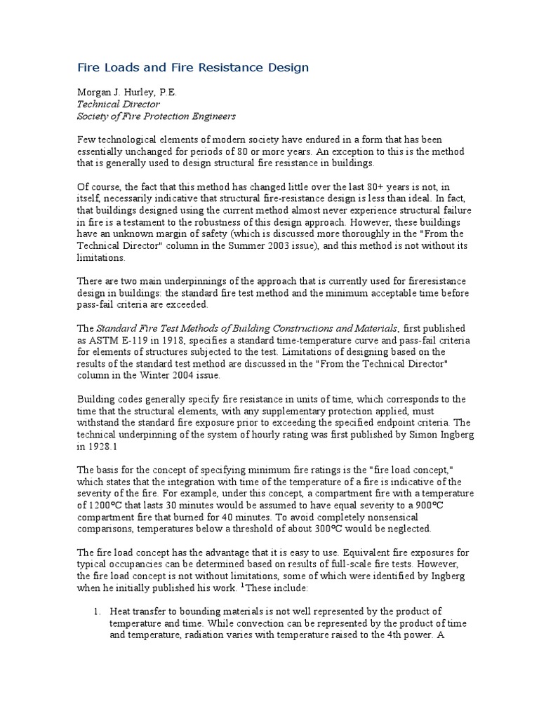 Fire Loads and Fire Resistance Design | PDF