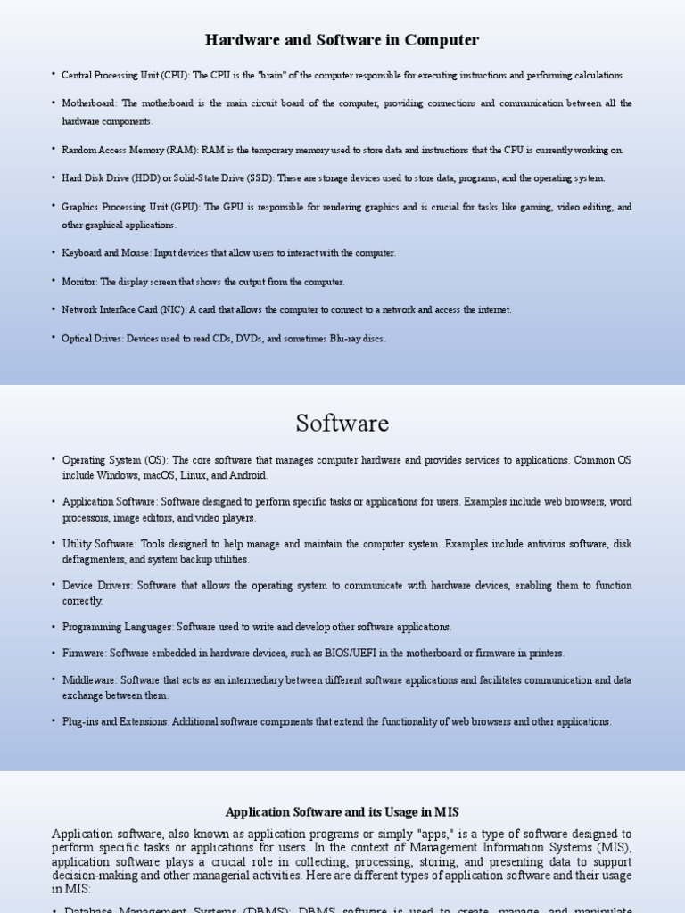 Hardware and Software in Computer | PDF | Computer Hardware | Operating System