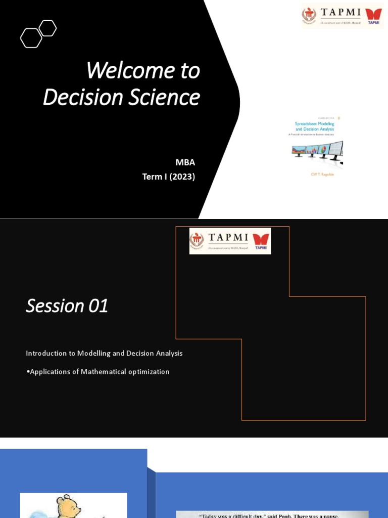 Welcome To Decision Science: MBA Term I (2023) | PDF | Decision Making | Mathematical Optimization