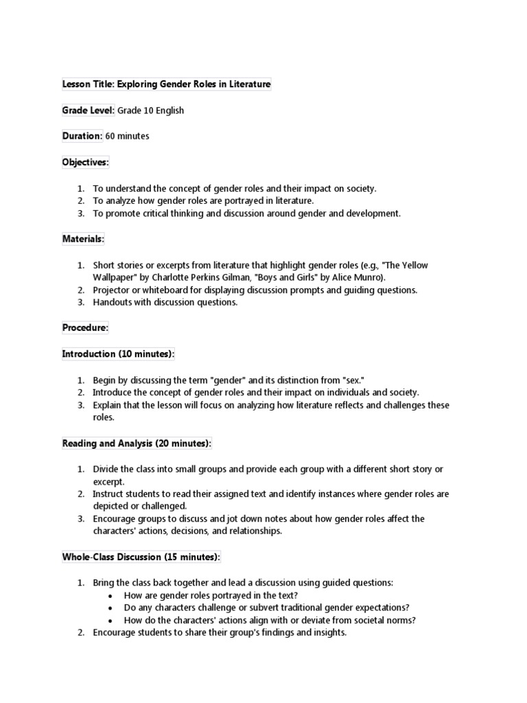 Analyzing Gender Roles in Literature | PDF | Gender | Gender Studies
