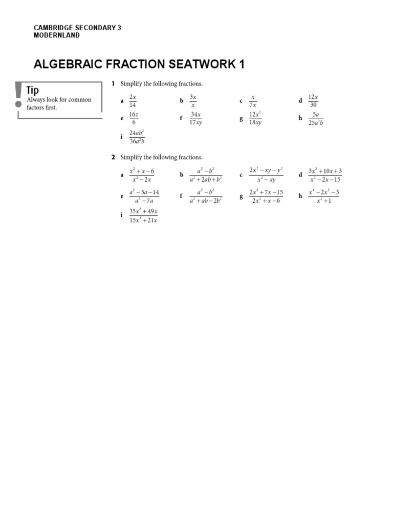 Algebraic Fraction | PDF