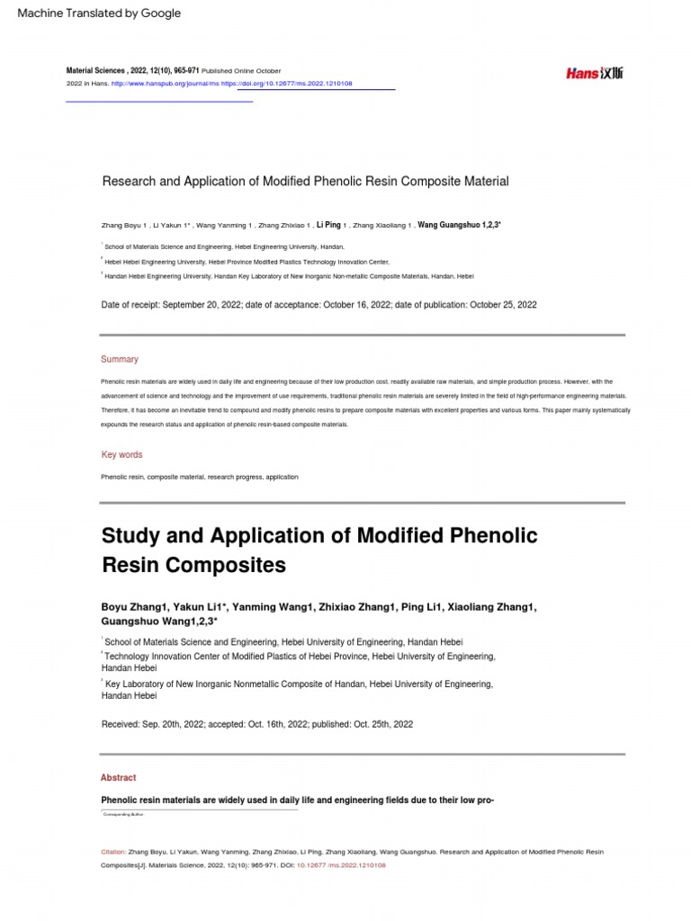 Application Info Phenolic Resin | PDF | Science & Mathematics